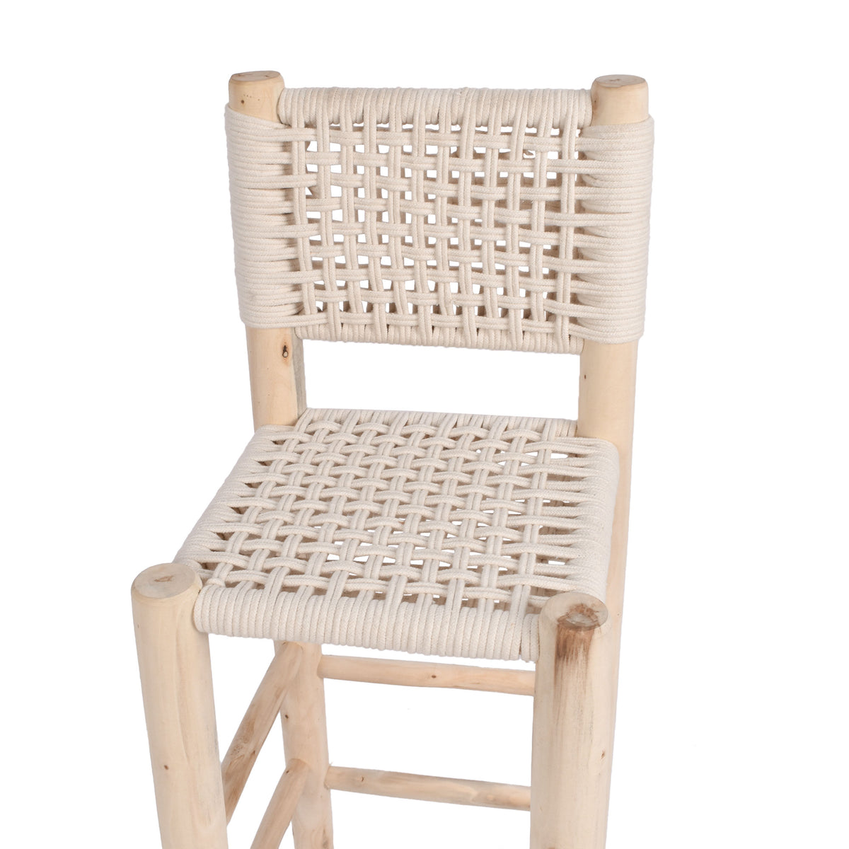 Moroccan Bar Stool with Braided White Kittan Seat – King Of Handmade