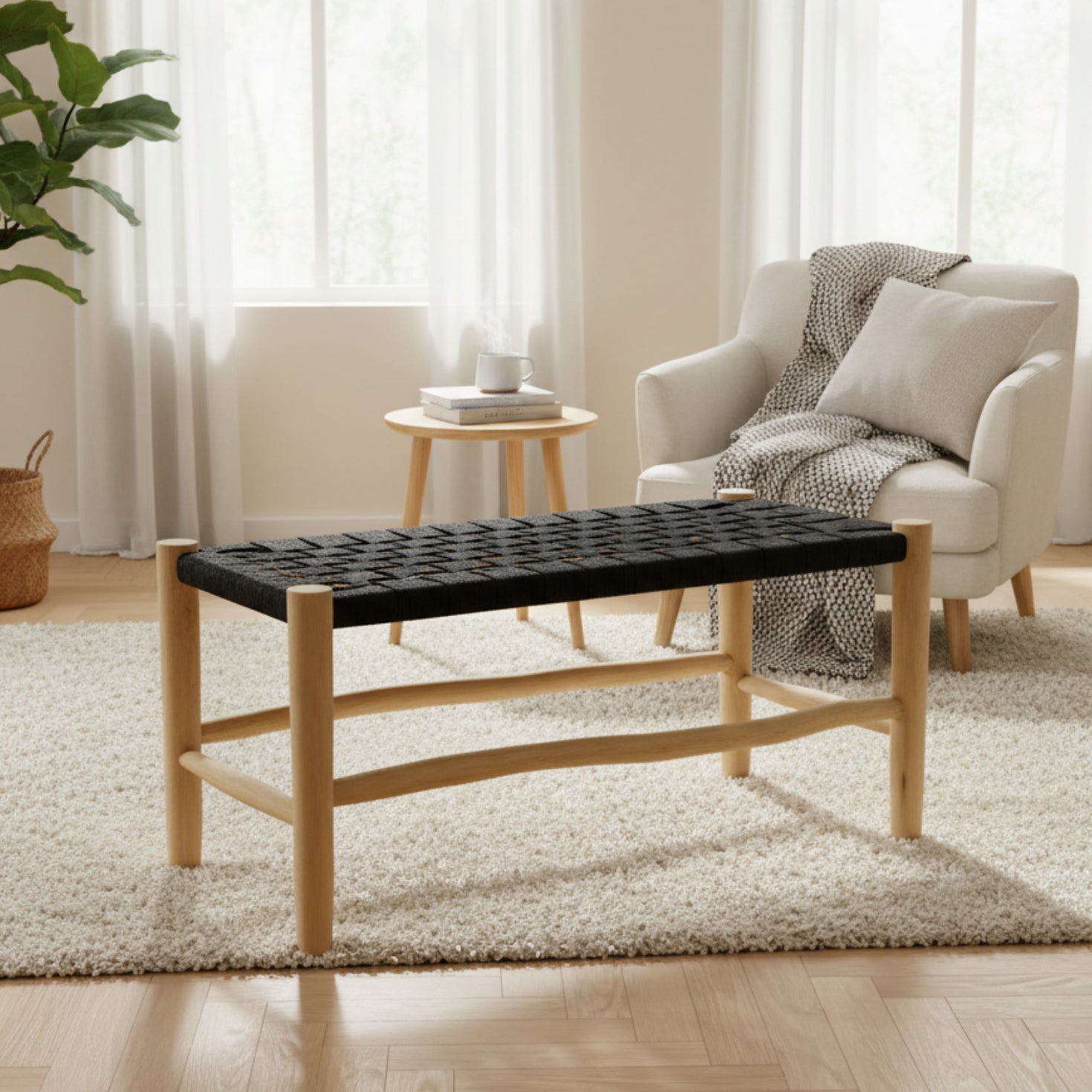Moroccan bench with Black cord - Moroccan Handmade Furniture – King Of ...