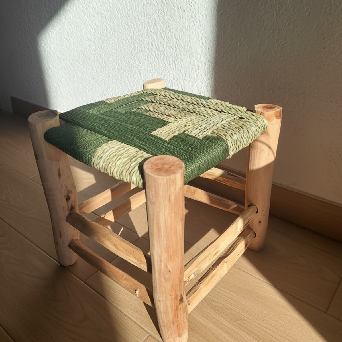 Moroccan Handcrafted Wood and Rope Stool - Wooden Bar Stool – King Of ...