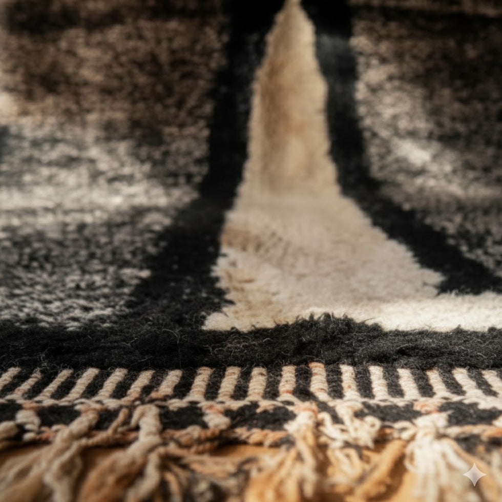Bold Black Moroccan Rug – Handmade Dark Berber Carpet – King Of Handmade
