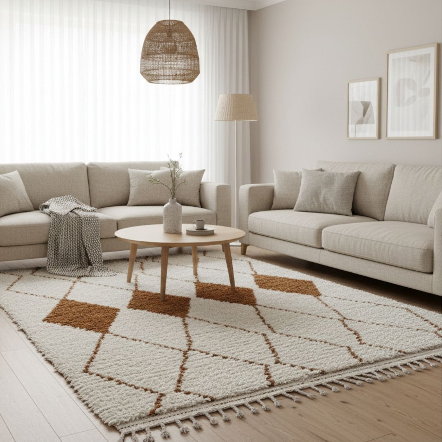 Moroccan Lambs Wool Berber Rug – Hand Knotted Beni Ourain Rug – King Of ...