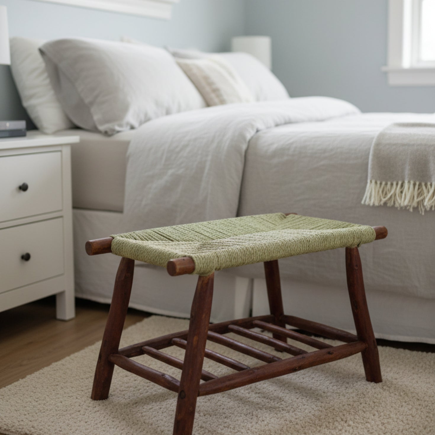 Handwoven Palm Leaf Bench - Moroccan Boho Seating – King Of Handmade