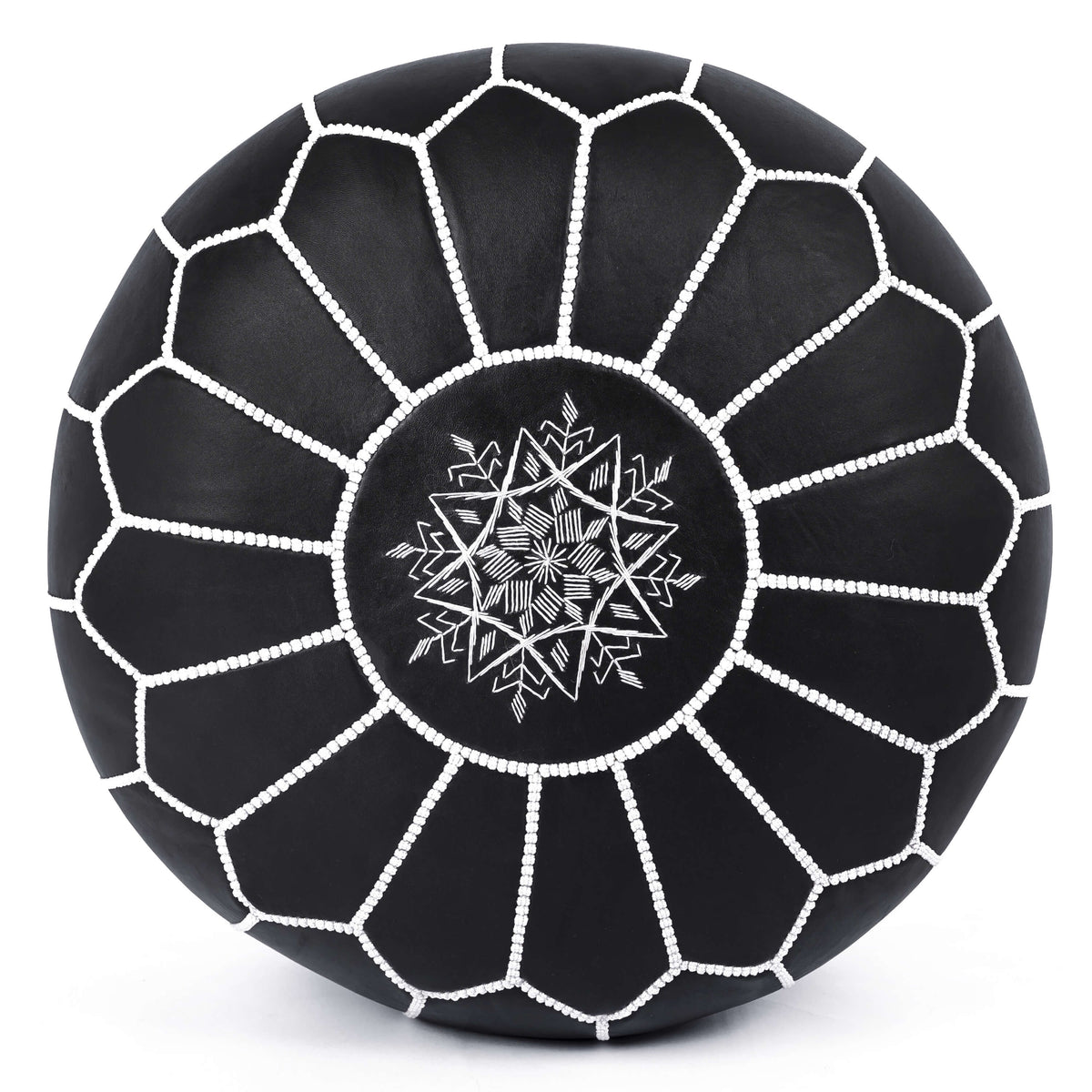 Black Leather Ottoman Pouf - Hoho Decor – King Of Handmade