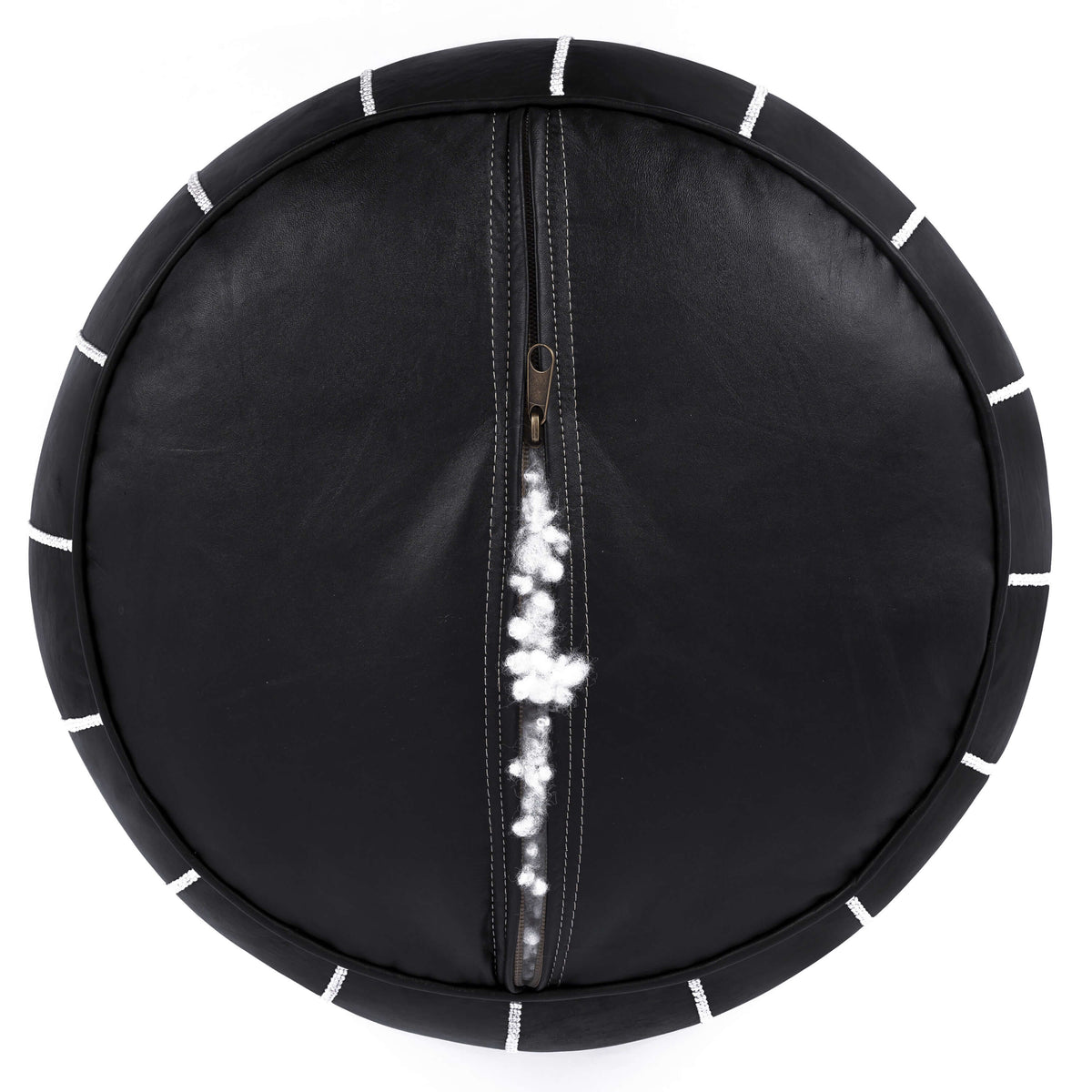 Black Leather Ottoman Pouf - Hoho Decor – King Of Handmade